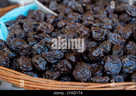 Bulk dried dehydrated black plums fruits from Agen, France on local ...