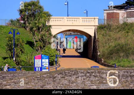 Bridge leading to the beach at Barry Island, South Wales, UK. Taken ...