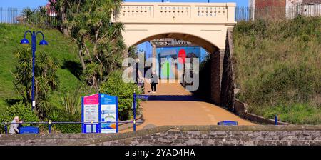 Bridge leading to the beach at Barry Island, South Wales, UK. Taken ...
