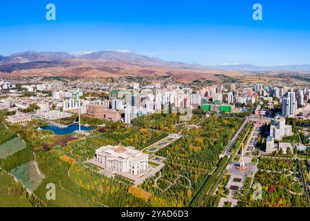 The Palace of the Nation aerial panoramic view in Dushanbe. Dushanbe is ...