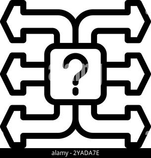 Arrows pointing to question mark icon. Version with outward and inward ...