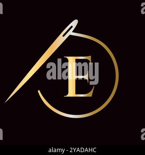 Letter R Tailor Logo, Needle and Thread Combination for Embroider ...