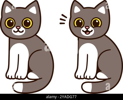 happy cartoon cat meowing Stock Vector Image & Art - Alamy