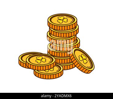 Cartoon Irish golden coins stack, saint Patrick day gold of leprechaun ...