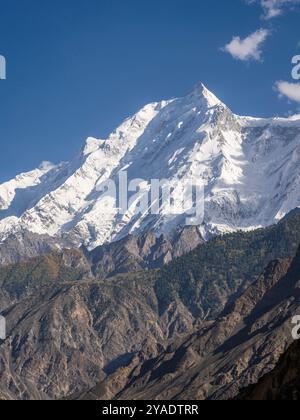 A scenic view of Rakaposhi glacier and peak in Minapin, Karakoram ...