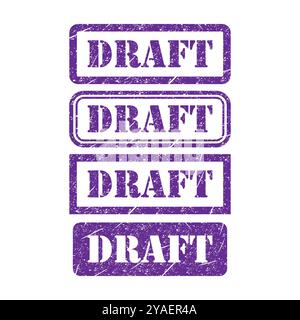 Set of Draft stamp symbol, label sticker sign button, text banner ...