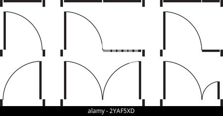 Set of door icons for floor plan. Entrance and exit signs for ...