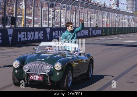 Aston Martin drivers Lance Stroll of Canada, top left, Fernando Alonso ...