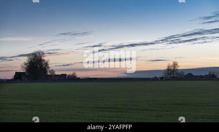 View over trees and meadows at the Belgian countryside during sunset Stock Photo - Alamy