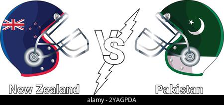New Zealand Vs Pakistan 3D Illustration vector flags over cricket ...
