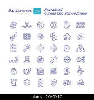 Standard operating procedures line icons collection. Protocols ...