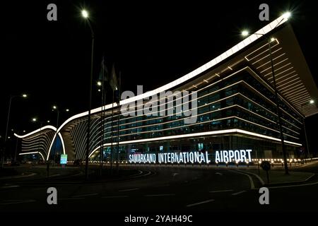 Night view of Samarkand International Airport Main Passenger Terminal ...