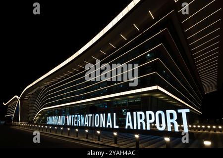 Night view of Samarkand International Airport Main Passenger Terminal ...