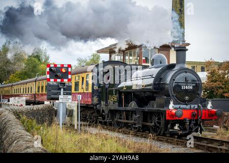 Saddletank number 11456 tank engine seen arriving at Rawtenstall on the ...