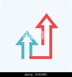 Growth arrow up. Grow upward chart icon. Black sign continuous line ...