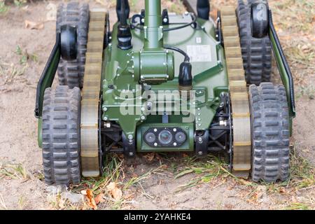 a remotely operated, tracked military robot designed to perform a ...