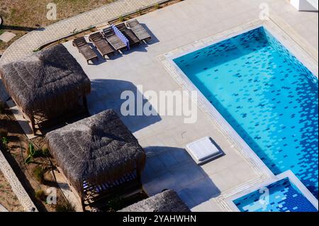 Drone view onto a luxury swimming pool Stock Photo - Alamy