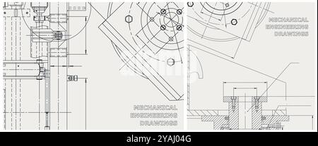 Blueprints set. Mechanical engineering drawing. Drawings of engine ...