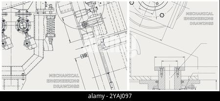 Engineering backgrounds. Mechanical engineering drawings. Blueprints ...