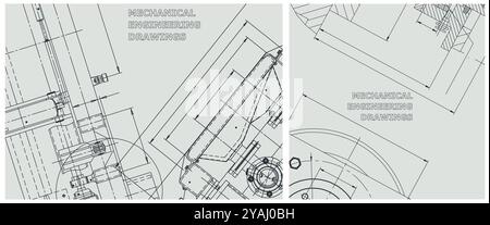 Blueprints set. Mechanical engineering drawing. Drawings of engine ...