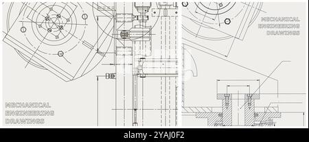 Blueprints set. Mechanical engineering drawing. Drawings of engine ...
