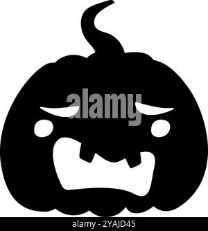 Disgusted Jack-o-lantern pumpkin face expression silhouette. Halloween ...
