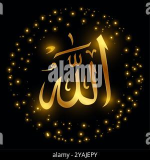 islamic supreme god allah name in arabic calligraphy background design ...