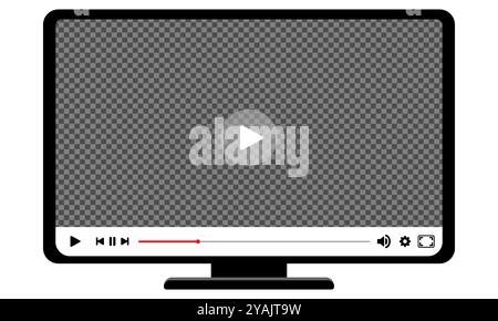 Video player interface with controls. The player window frame. Vector ...