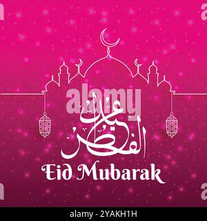 A pink Ramadan background with golden moon and stars Stock Vector Image ...