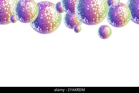 Seamless border from retro disco ball in the style of 80s and 90s as a ...