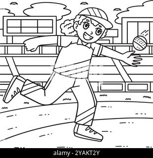 Cricket Female Fielder Catching the Ball Clipart Stock Vector Image ...