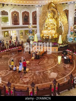 SANYA, HAINAN, CHINA, OCTOBER 10: Goddess Guanin gold statue in the ...
