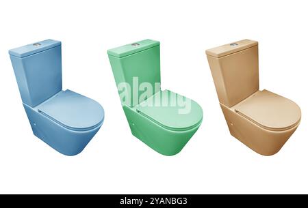 Three new black ceramic toilet isolated on a white background. Ceramic ...