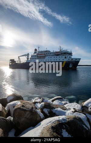 Anticosti Island, Quebec, Canada — January 7, 2024: A Big Cargo Ship ...