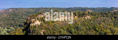 Aerial photograph of Grandad Bluff, a park above La Crosse, Wisconsin ...
