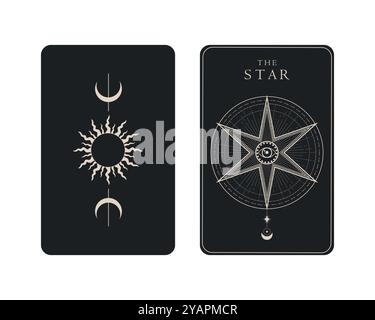 Tarot cards reverse side with esoteric and mystic symbols, all-seeing ...