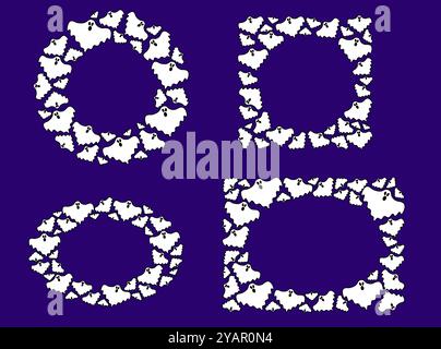 Cartoon Halloween holiday frames and borders. Spooky and fun vector ...