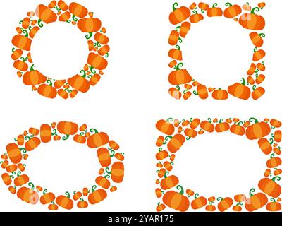 Pumpkin design template. Vector hand drawn illustrations on chalk board ...