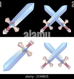 Sword in cartoon style isolated on white background. Vector ...