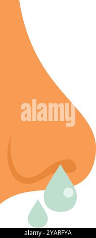 Runny nose with dripping mucus, isolated vector illustration Stock ...