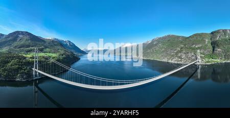 Aerial photo of suspension bridge. Hordaland, Norway Stock Photo - Alamy