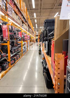 Power Tools and Fasteners Aisle in Home Improvement Store with Drills ...