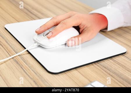 woman hand using computer ergonomic mouse, prevention wrist pain ...