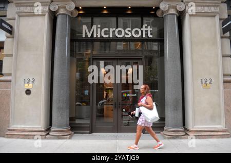 A Microsoft office is seen in Manhattan, New York City. (Photo by Jimin ...