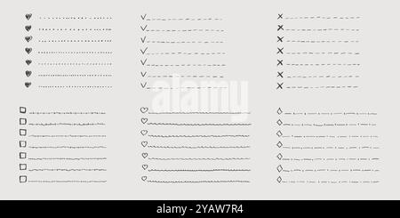 Doodle checklist set. To do, task list with check mark vector ...