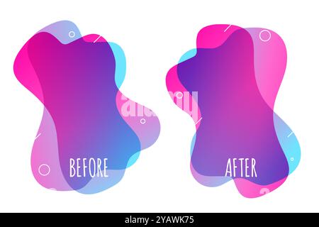 Before and after concept. Gradient background pair. Tilted colorful ...