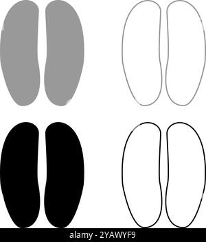 Hoof print cow bull set icon grey black color vector illustration image ...