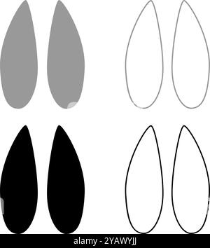 Hoof print elk contour outline line icon black color vector ...