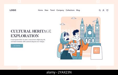 Cultural Heritage Exploration concept. Travelers embarking on a journey ...