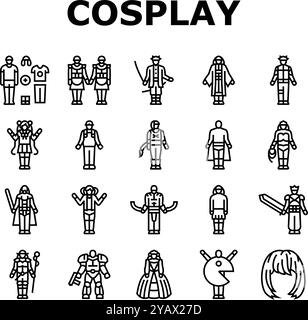 cosplay comic movie anime icons set vector Stock Vector Image & Art - Alamy